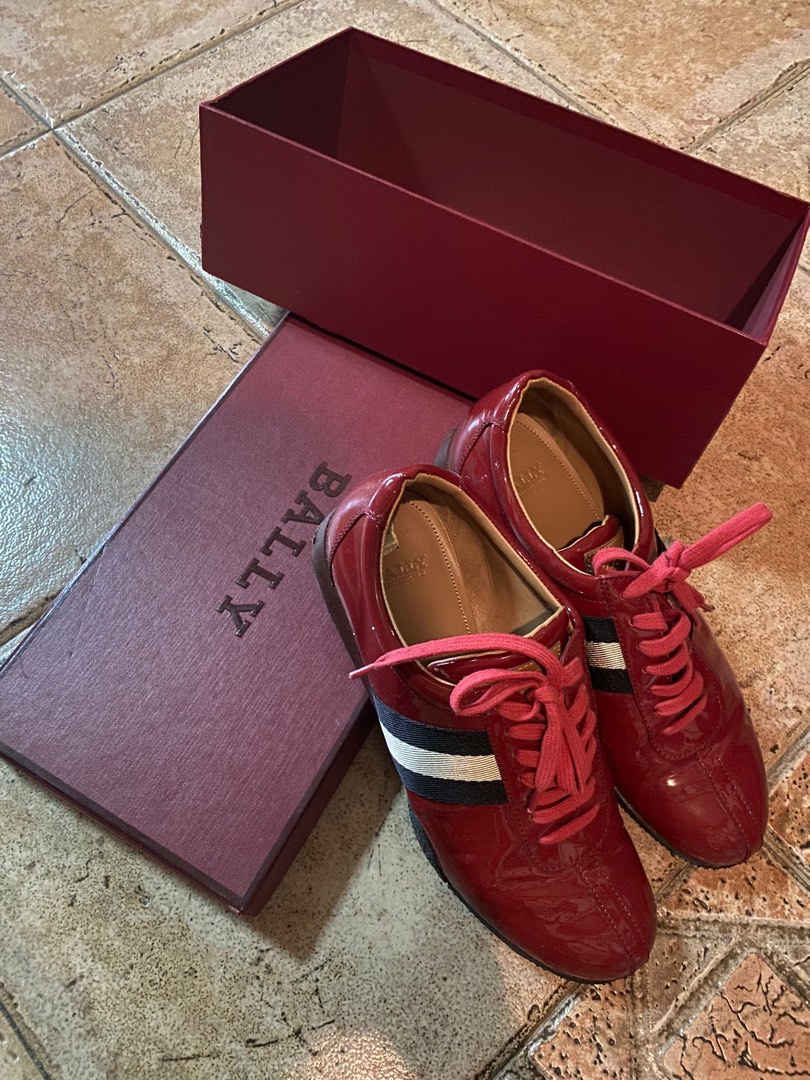BALLY red 14 calf patent leather sneakers, Luxury, Sneakers & Footwear ...