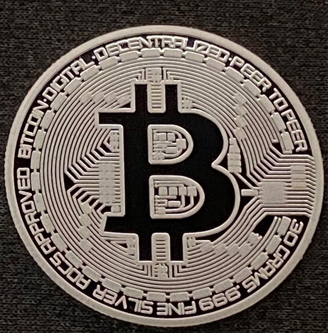 比特幣紀念銀幣，Bitcoin coin .999純銀幣 ，一安士（盒加証書） 送禮之選 （可議價), 興趣及遊戲, 收藏品及紀念品, 錢幣 ...
