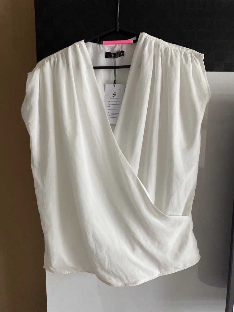 Brand New With Tag S Gorgeous White Blouse, Women's Fashion, Tops, Blouses on Carousell