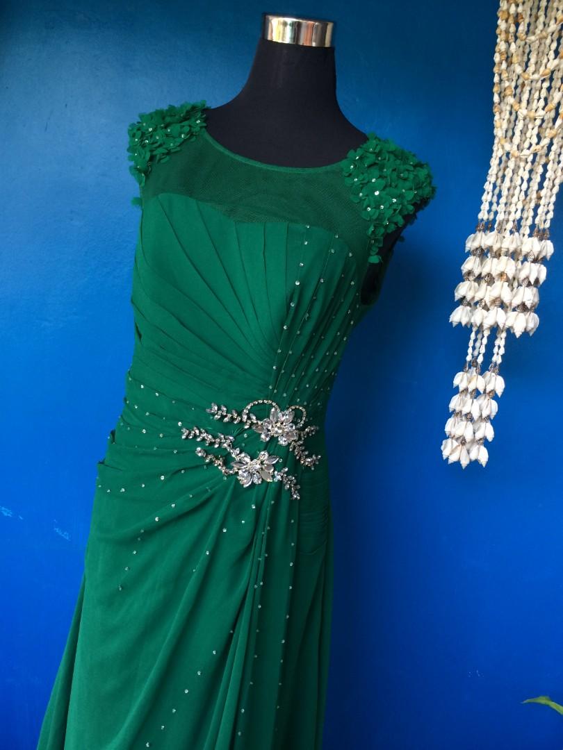 Dark Green Evening Gown Womens Fashion Dresses And Sets Evening Dresses And Gowns On Carousell