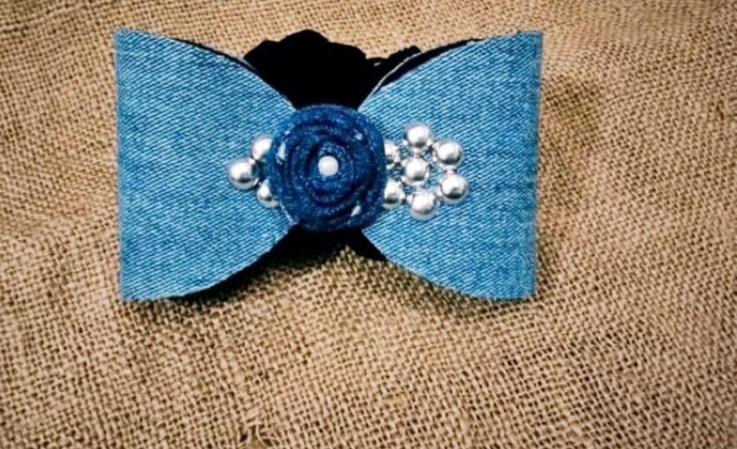 DENIM RIBBON BOW BIG, Women's Fashion, Watches & Accessories, Hair ...