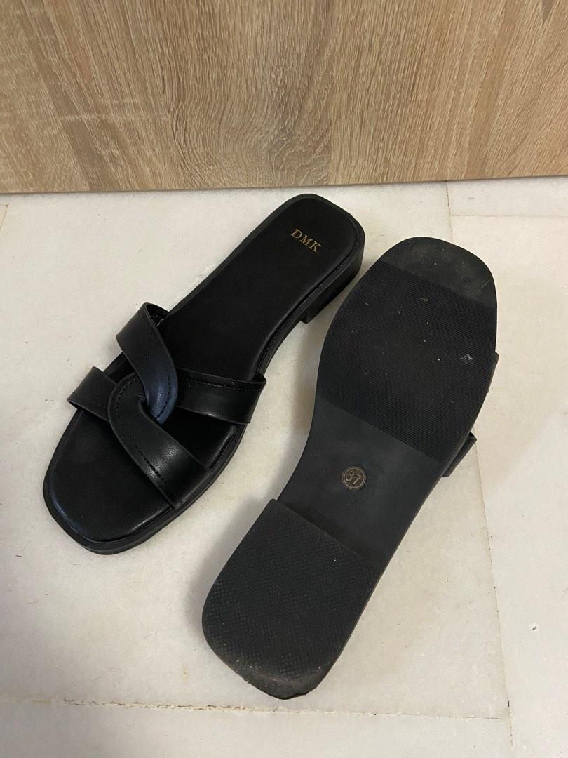 DMK Black Sandals, Women's Fashion, Footwear, Flats on Carousell