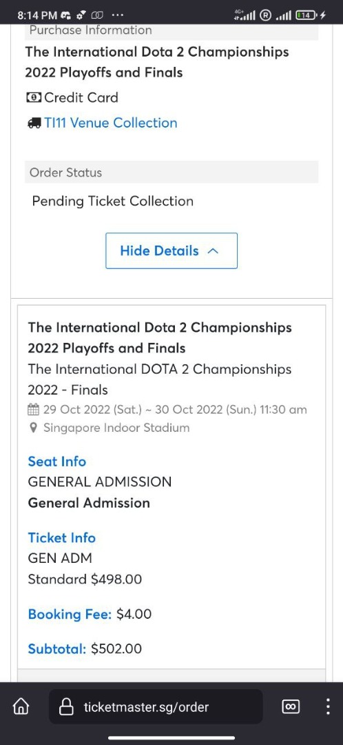 Dota 2 The International 2022 Ticket Final 29 Oct - 30 Oct, Tickets ...
