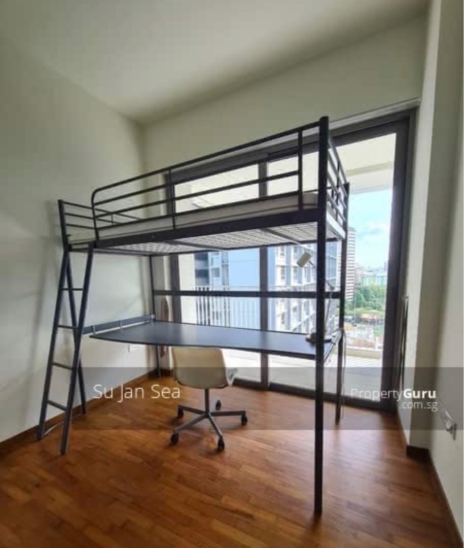 Double decker bed frame with study table, Furniture & Home Living ...