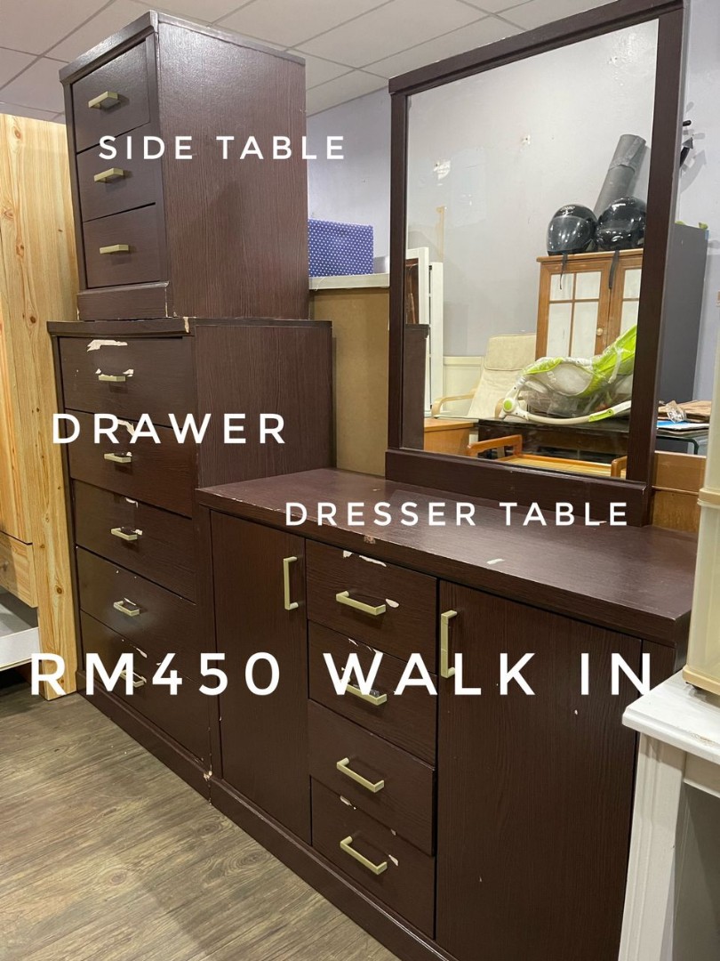 Dressing tabel,drawer n side tabel, Furniture & Home Living, Furniture ...