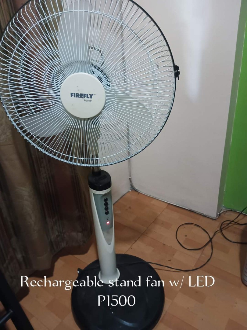 Firefly Rechargeable stand fan with LED, Furniture & Home Living ...