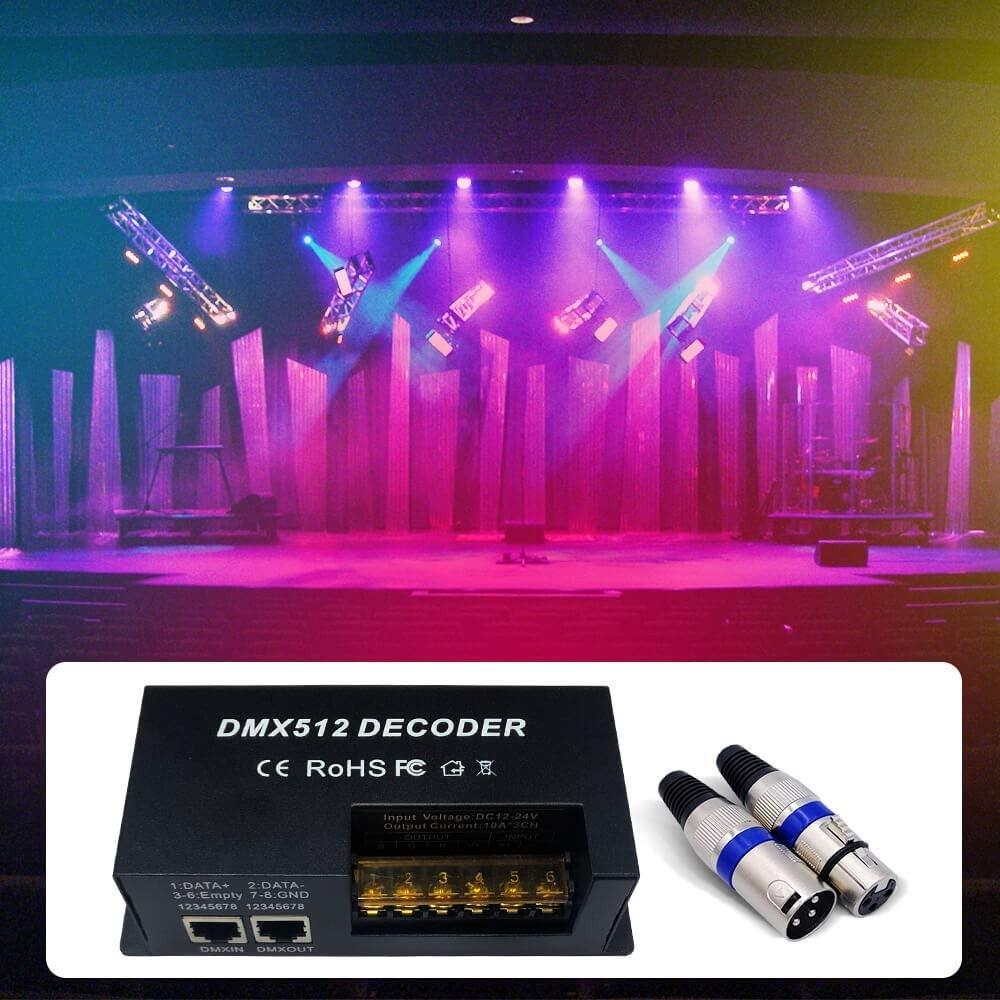 GIDERWEL 4 Channel DMX Decoder RGBW PWM DMX512 Dimmer Driver RGBW LED Strip Light Controller ...