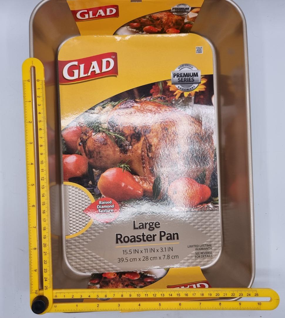 GLAD Roaster Pan Non Stick Surface Double Coated Heavy Duty Bakeware ...