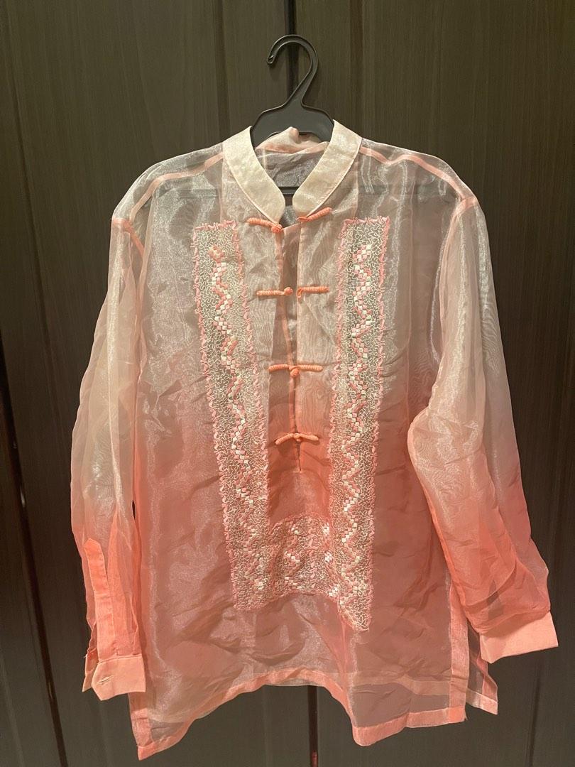 Gradient Pink Barong Tagalog, Men's Fashion, Tops & Sets, Formal Shirts ...