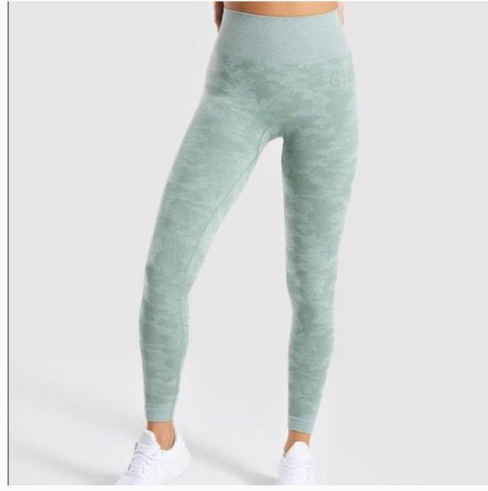 Gymshark Camo Seamless Leggings In Sage Green Womens Fashion