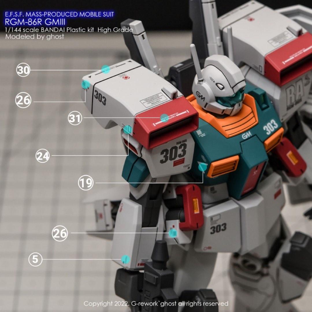 HGUC GM iii Gundam neon decal 吉姆3 高達螢光水貼, 興趣及遊戲, 玩具 & 遊戲類 - Carousell