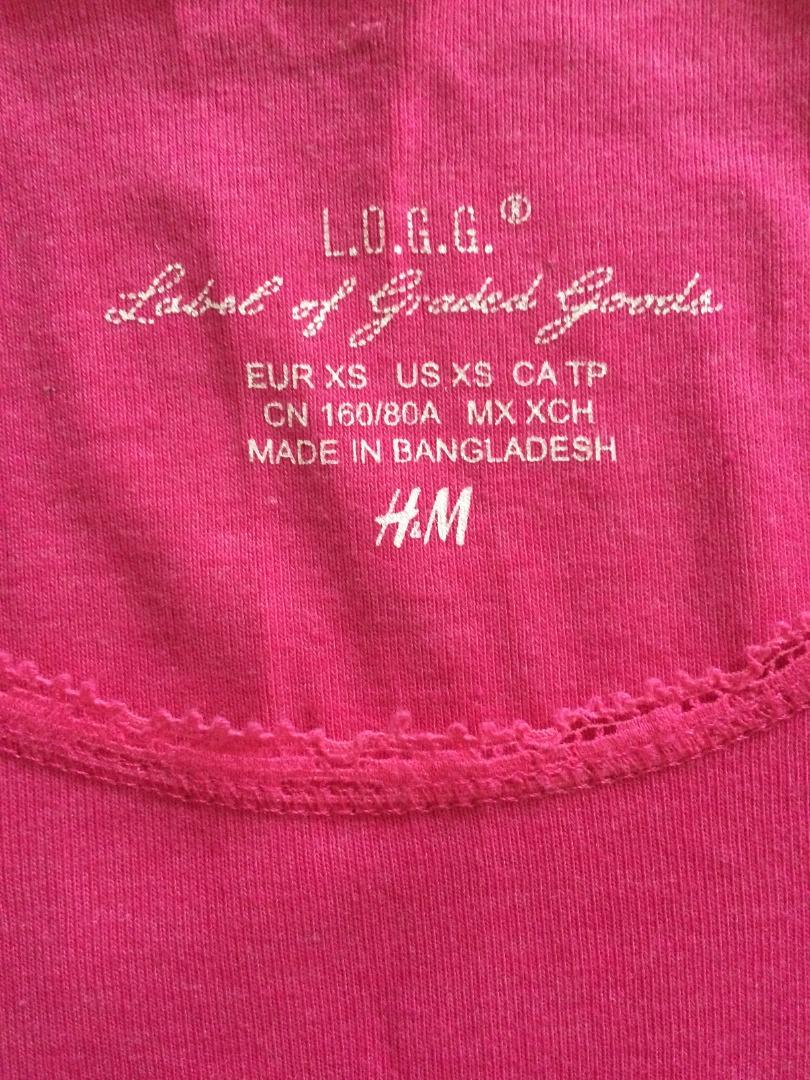 h&m logg (label of graded goods) pink lace-trimmed cotton vest top, Women's Fashion, Tops ...