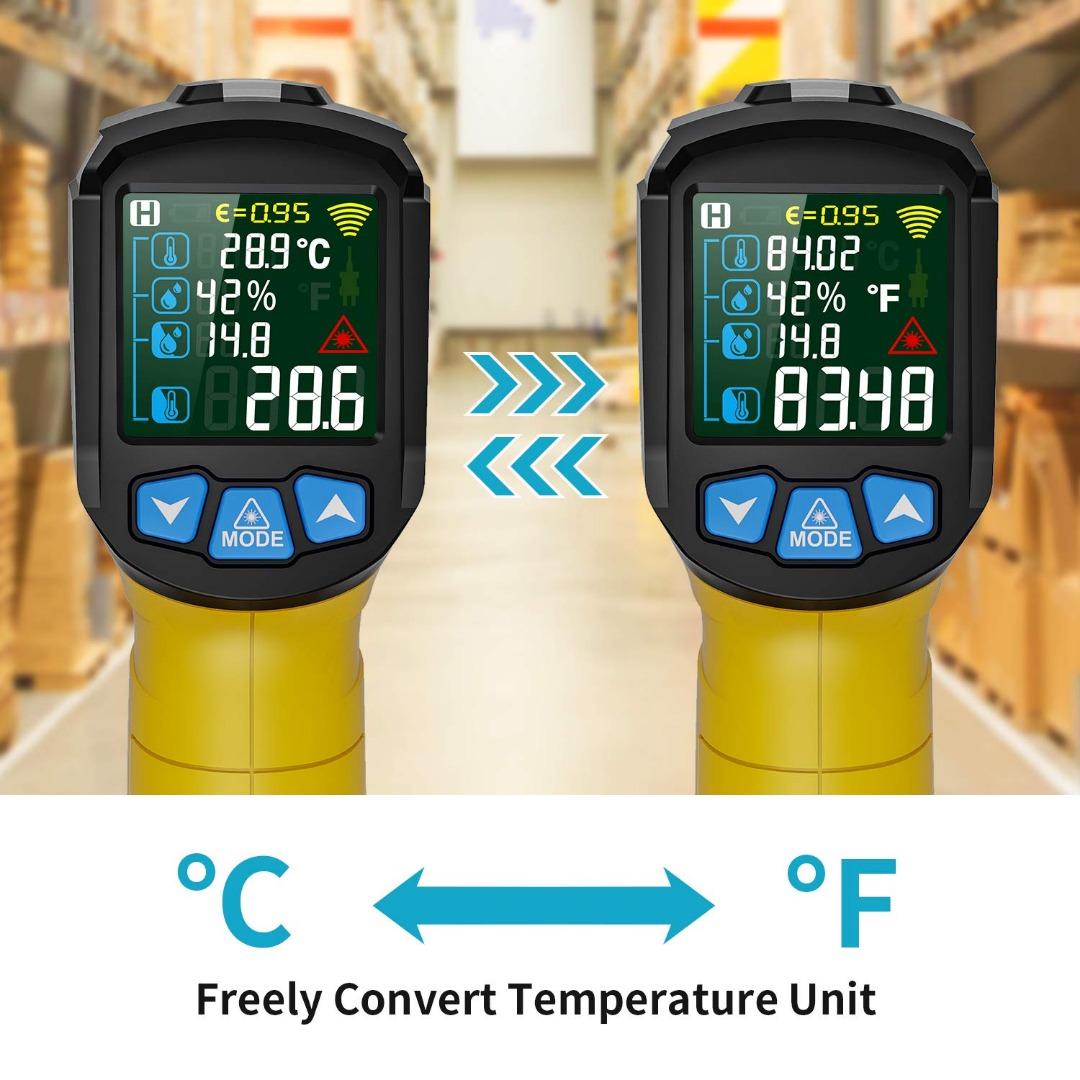 Infrared Thermometer Temperature Gun with K Probe MESTEK Laser Digital IR Thermometer Non ...
