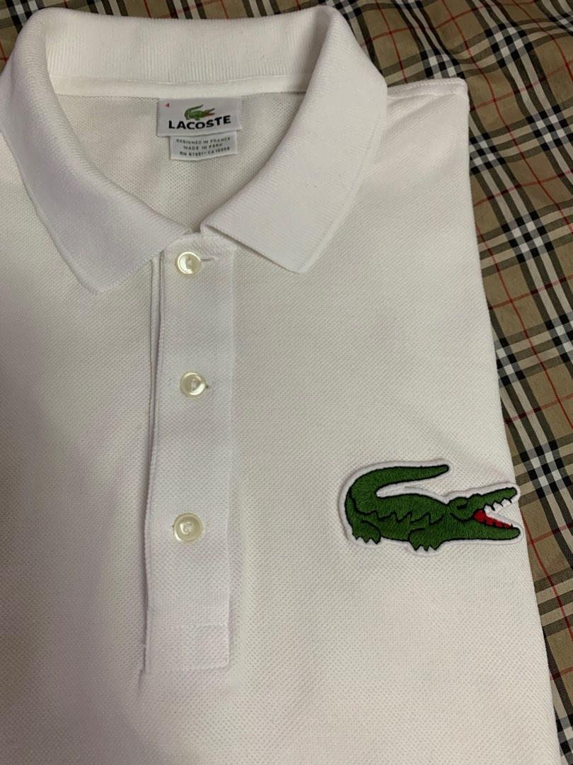 Lacoste Big Logo White Polo Shirt (Rare), Men's Fashion, Tops & Sets, Tshirts & Polo Shirts on ...