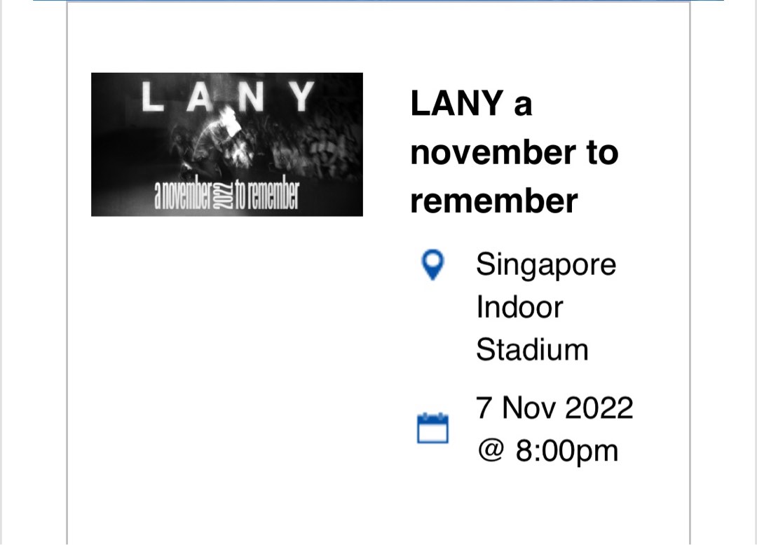 LANY Concert Tickets (Singapore), Tickets & Vouchers, Event Tickets on ...