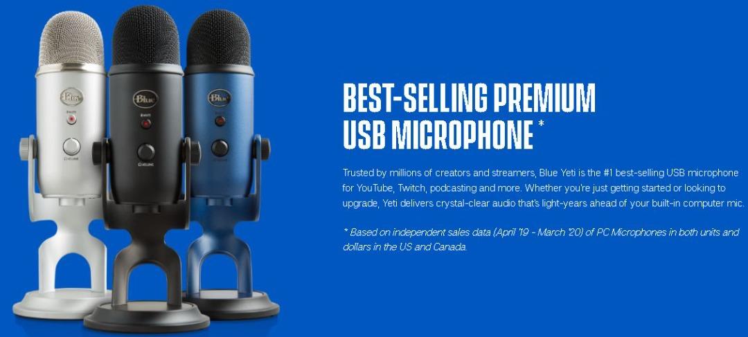 Logitech for Creators Blue Yeti USB Microphone for PC Podcast Gaming ...