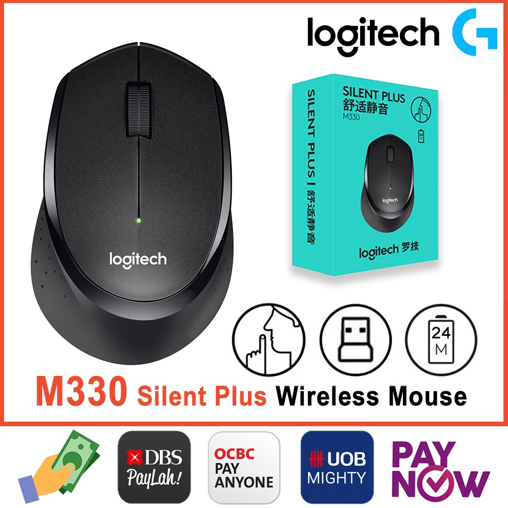 Logitech M330 Silent Plus Wireless Mouse, 2.4 GHz with USB Nano Receiver, 1000 DPI Optical ...