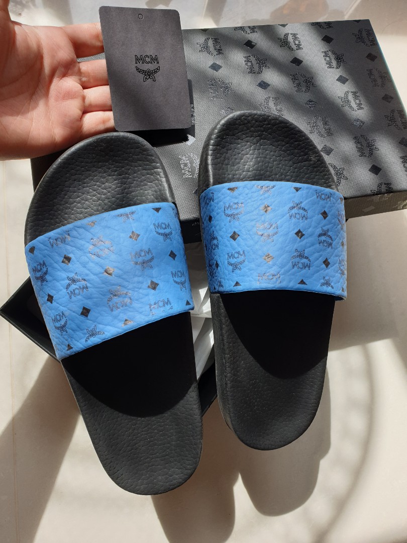MCM Logo Slides, Luxury, Sneakers & Footwear on Carousell