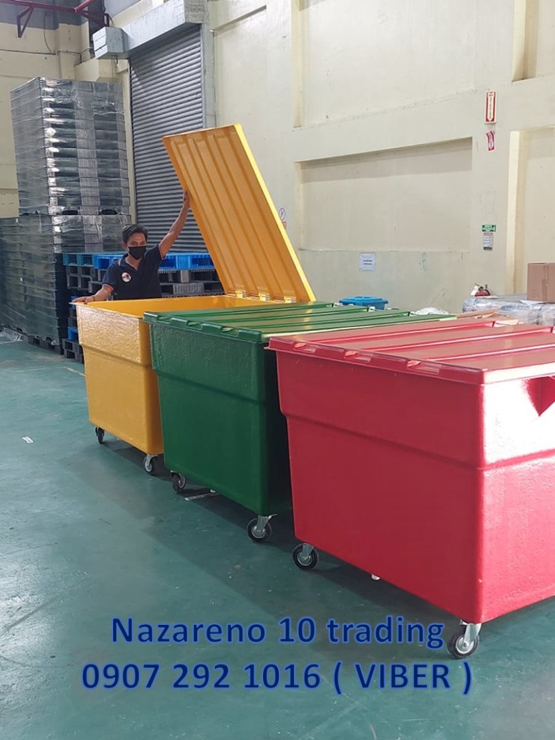 Mobile bin trash bin w/wheels 1350L 319, Furniture & Home Living ...