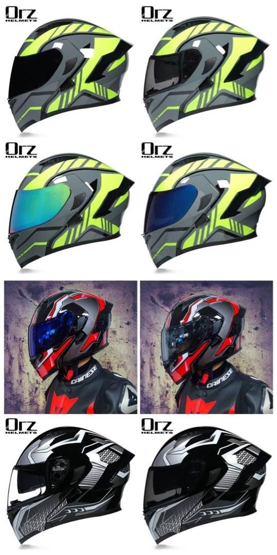 ORZ modular motorbike helmet with double visor and DOT certification ...