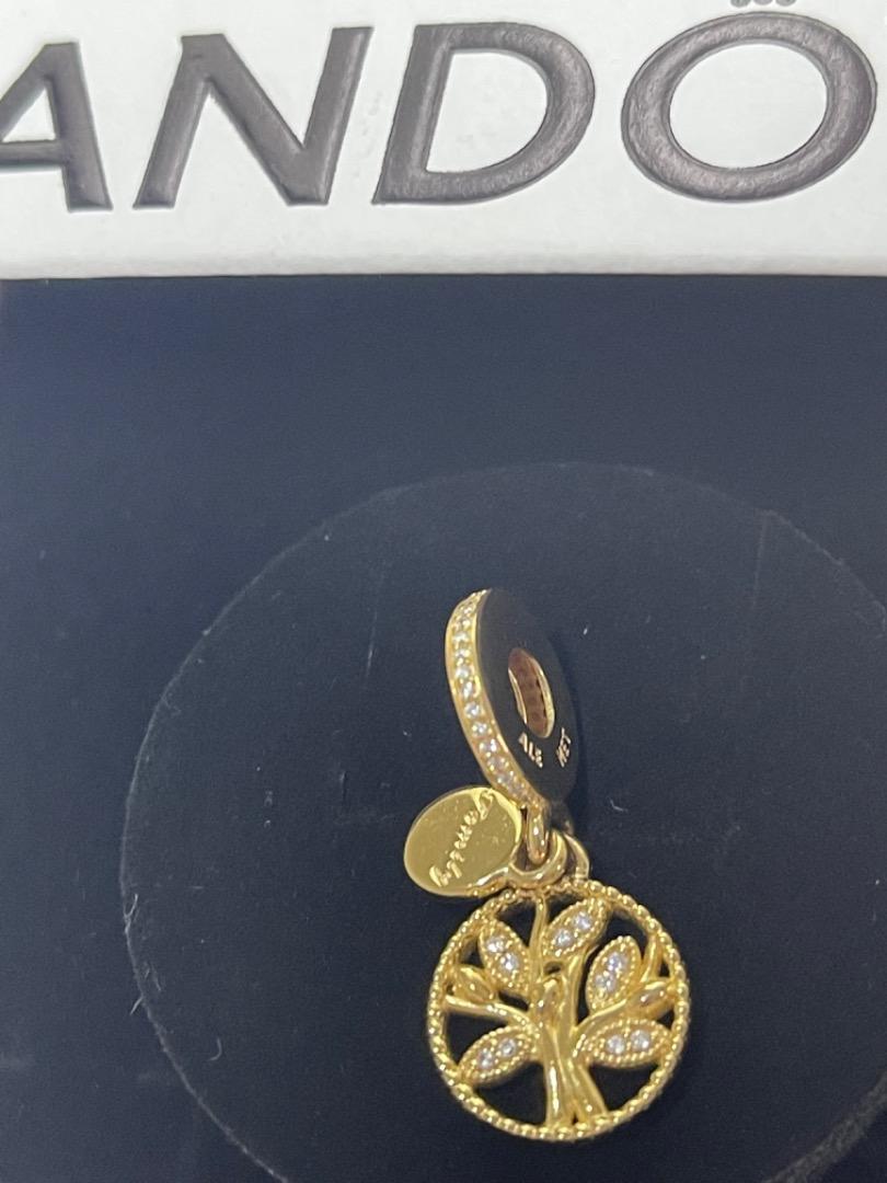 Pandora sparkling family tree dangle charm 14K Gold-plated unique metal ...