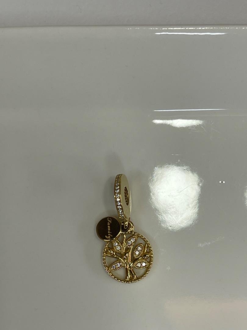 Pandora sparkling family tree dangle charm 14K Gold-plated unique metal ...