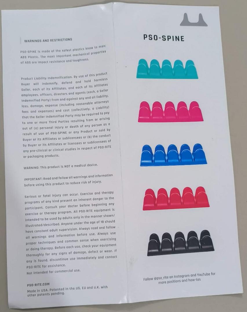 PSO-BACK & PSO-SPINE for Back Pain with instructions how to use, Health ...