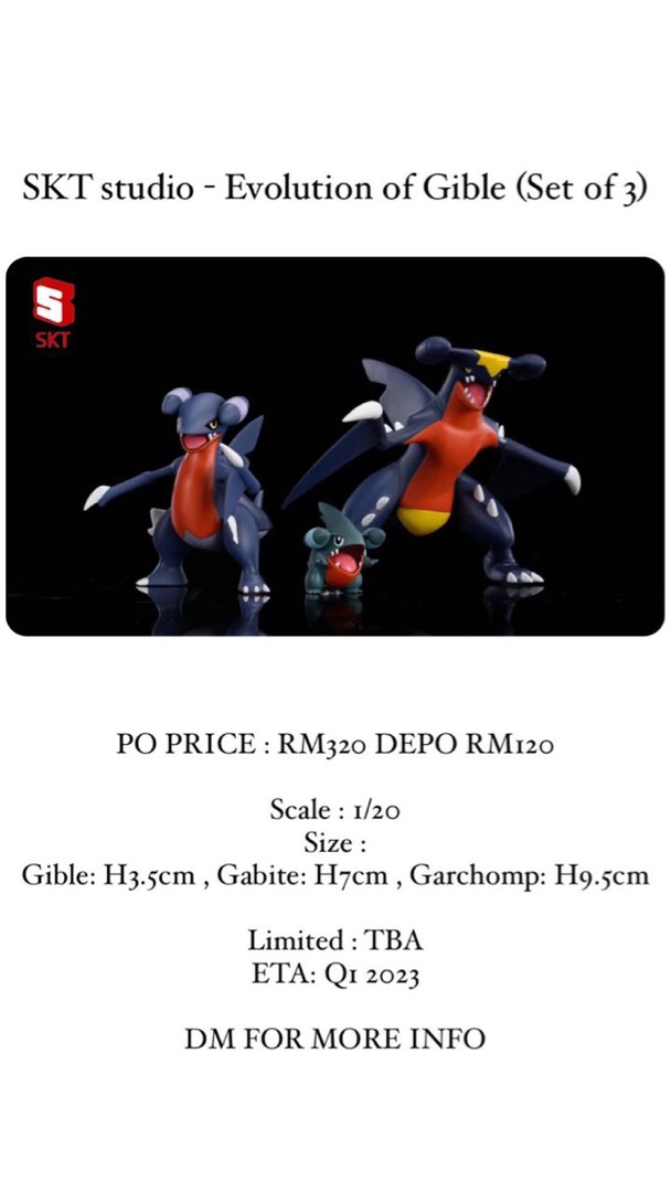 SKT studio - Evolution of Gible (Set of 3) Pokemon GK Resin, Hobbies & Toys, Toys & Games on ...
