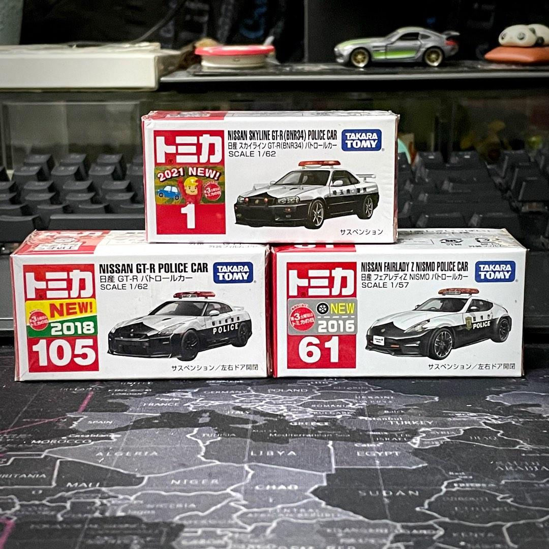 Tomica no.1 no.61 no.105 Nissan Skyline GT-R(BNR34), Nissan GT-R (R35), Nissan Fairlady Z Nismo ...