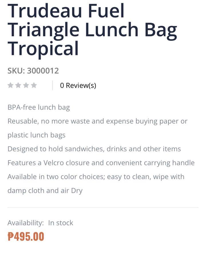 Trudeau Fuel Triangle Lunch Bag, Furniture & Home Living, Kitchenware ...
