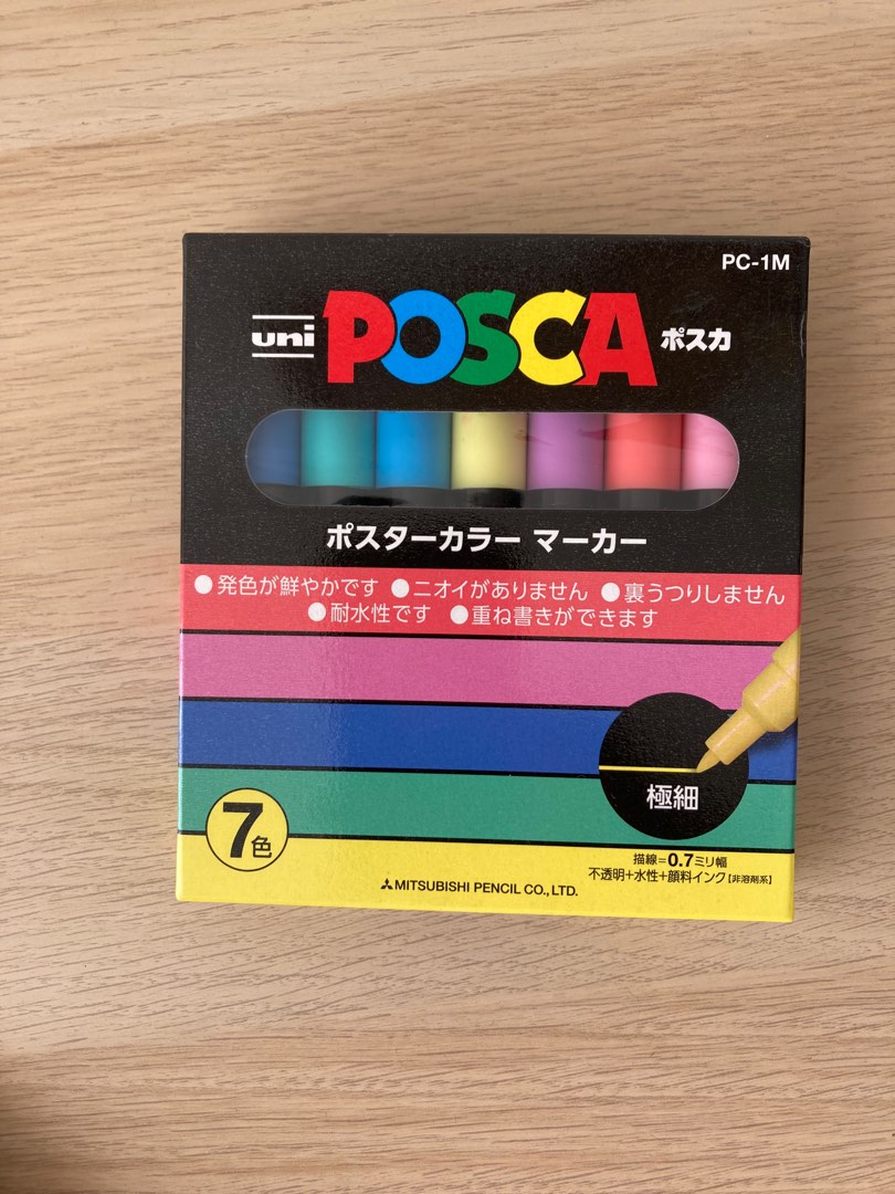 Uni Posca 7 pastel colors paint marker pen , Hobbies & Toys, Stationary ...