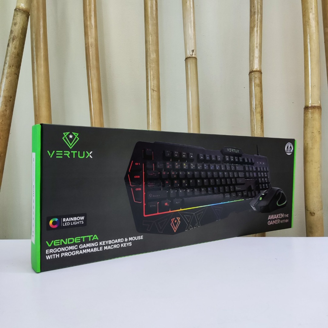 VERTUX VENDETTA BLACK BACKLIT WIRED GAMING KEYBOARD & MOUSE, Computers ...