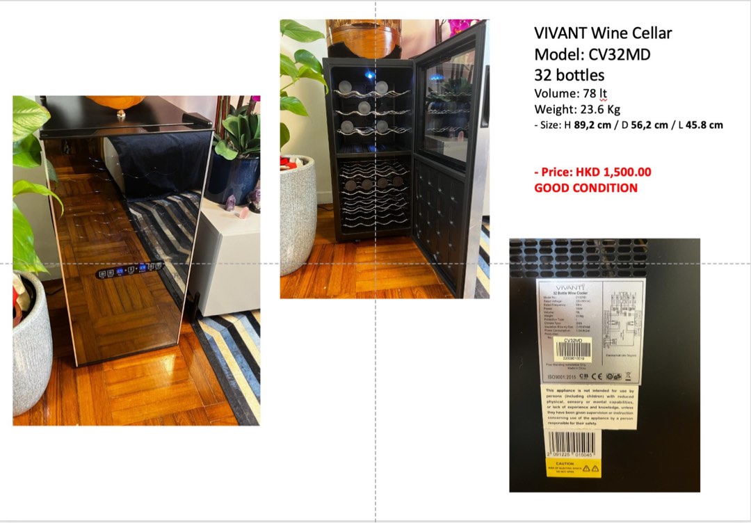 VIVANT Wine Cellar Model: CV32MD, 家庭電器, 廚房電器, 酒窖及存倉 - Carousell
