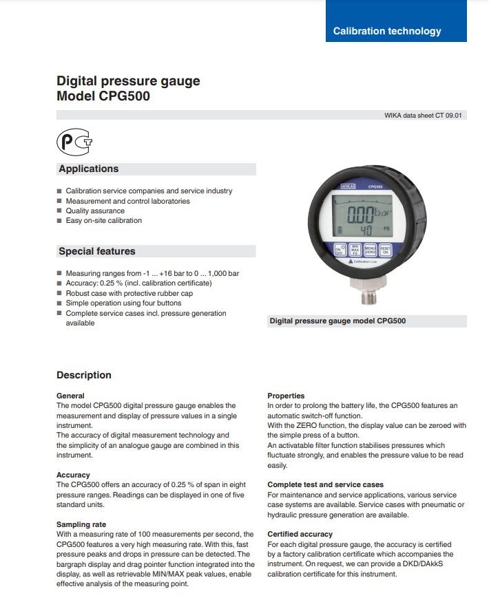 Wika Digital Pressure Gauge CPG500, Commercial & Industrial, Industrial ...