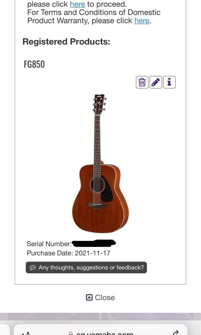 YAMAHA FG850 Guitar, Hobbies & Toys, Music & Media, Musical Instruments ...