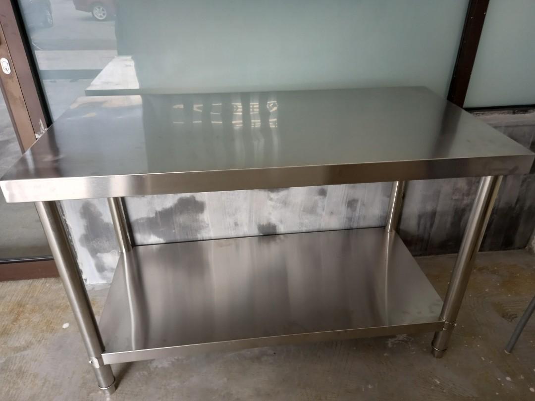 2 TIERS STAINLESS STEEL KITCHEN WORKING TABLE / TABLE STORAGE /HEAVY ...