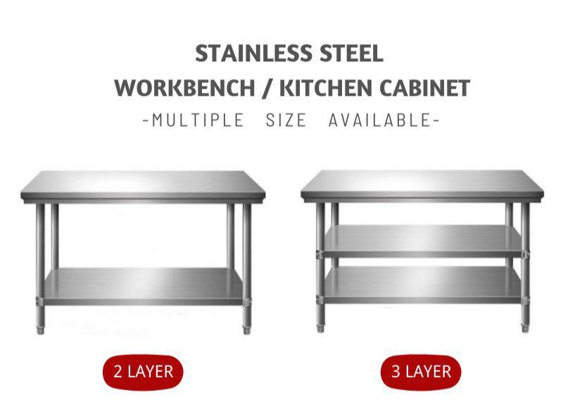 2 TIERS STAINLESS STEEL KITCHEN WORKING TABLE / TABLE STORAGE /HEAVY ...