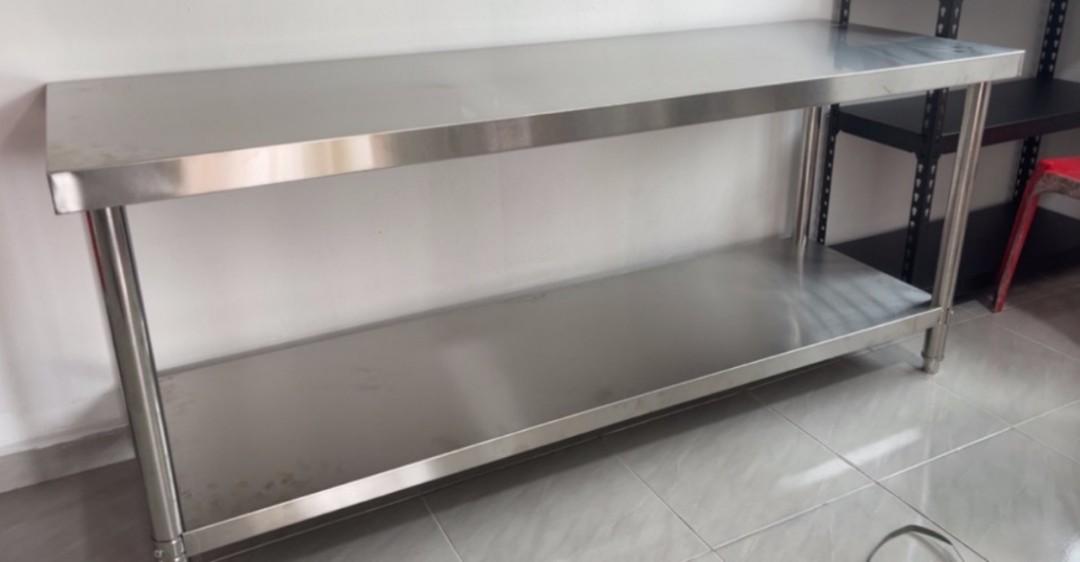 2 TIERS STAINLESS STEEL KITCHEN WORKING TABLE / TABLE STORAGE /HEAVY ...