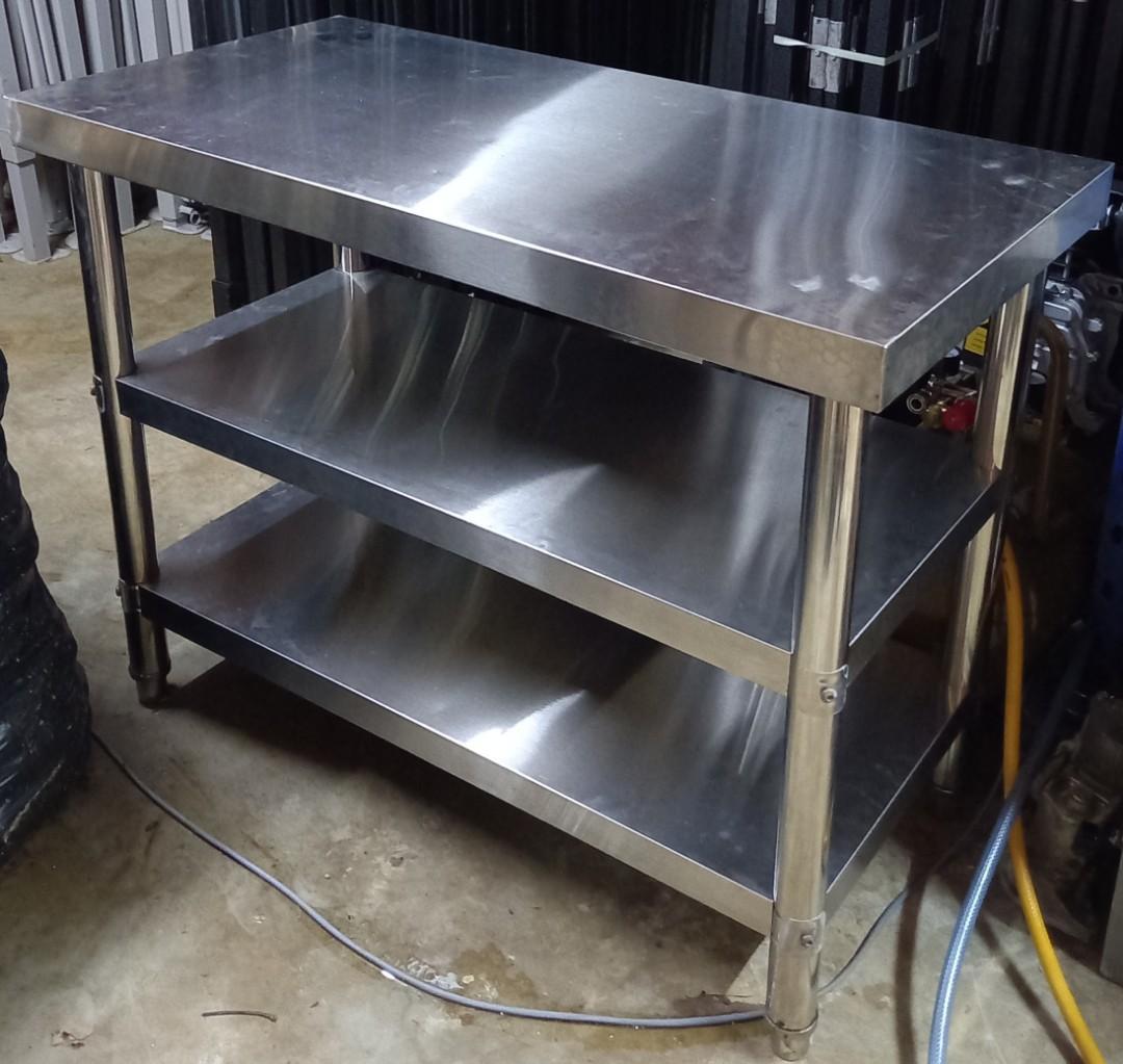 3 TIERS / 3 LAYERS STAINLESS STEEL KITCHEN WORKING TABLE WORKBENCH ...