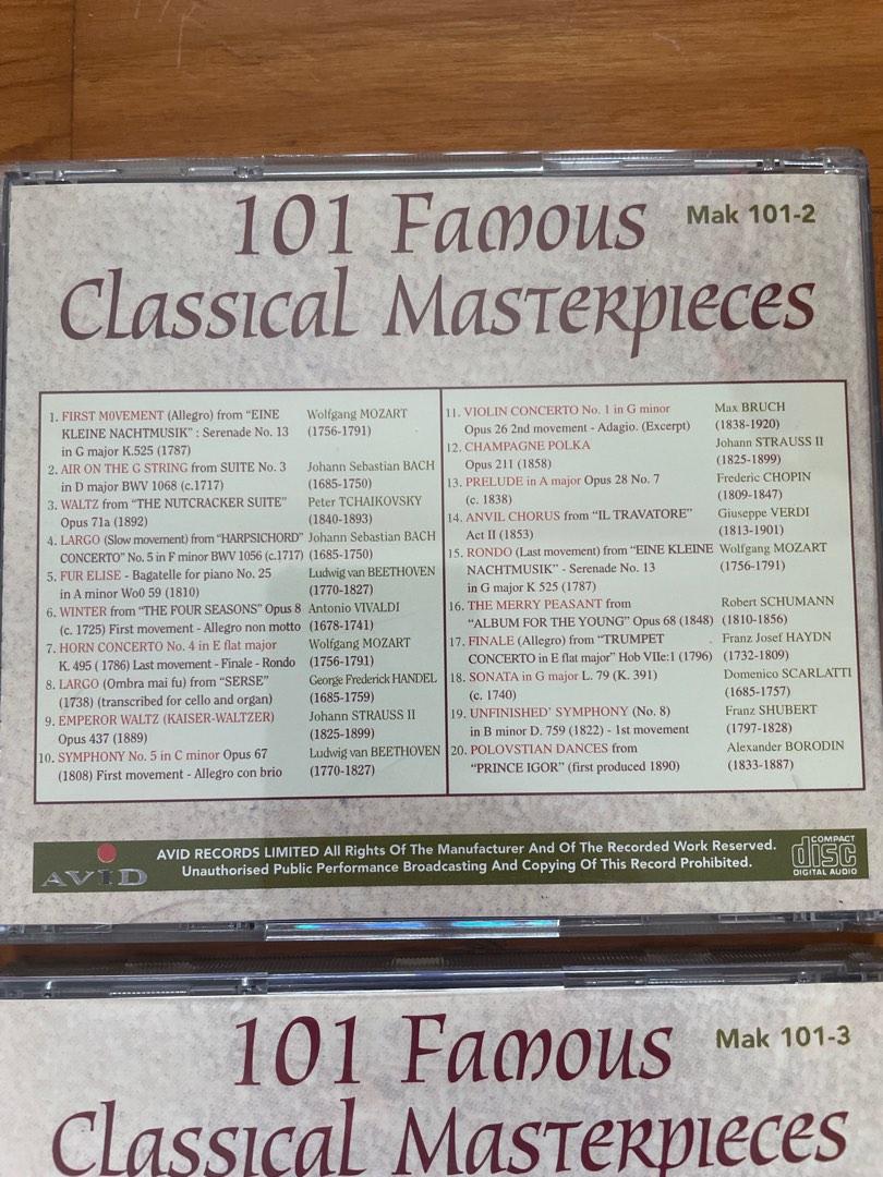 (5 CD Set) 101 Famous Classical Masterpieces, Hobbies & Toys, Music ...