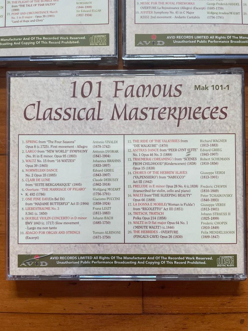 (5 CD Set) 101 Famous Classical Masterpieces, Hobbies & Toys, Music ...