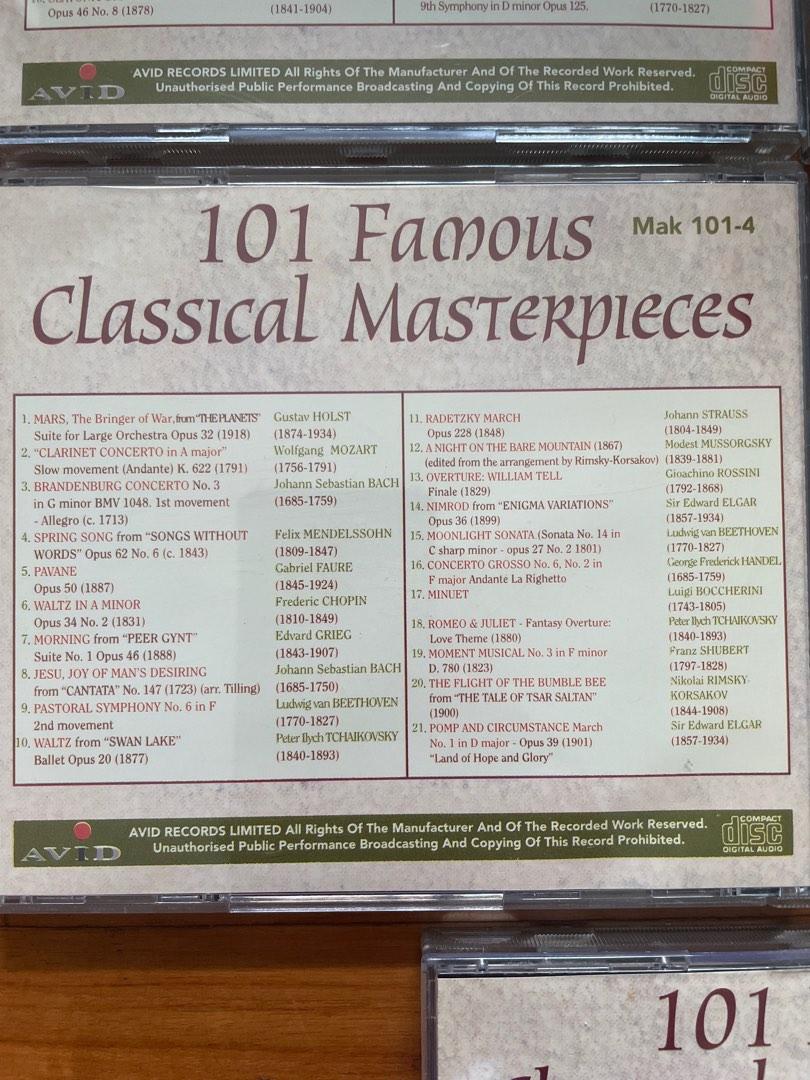 (5 CD Set) 101 Famous Classical Masterpieces, Hobbies & Toys, Music ...