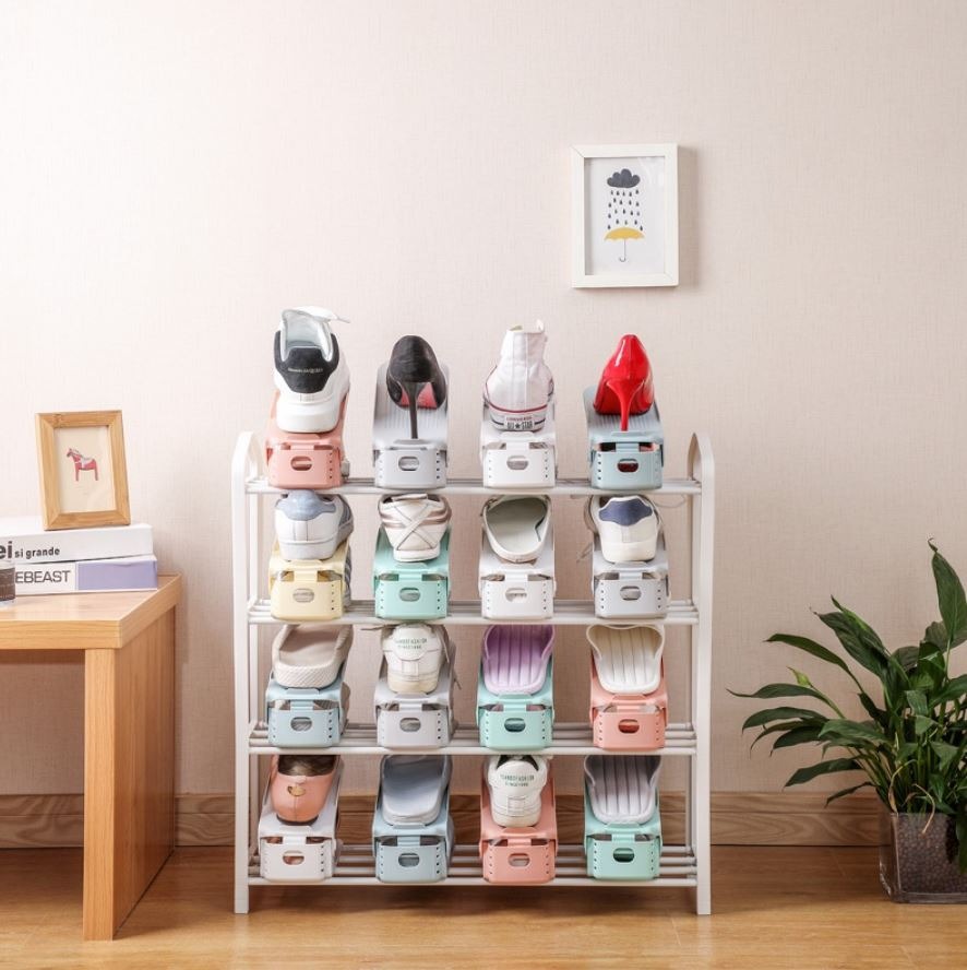 Adjustable Shoe Stacker Space Saving Organizer Shoe Rack, Furniture ...