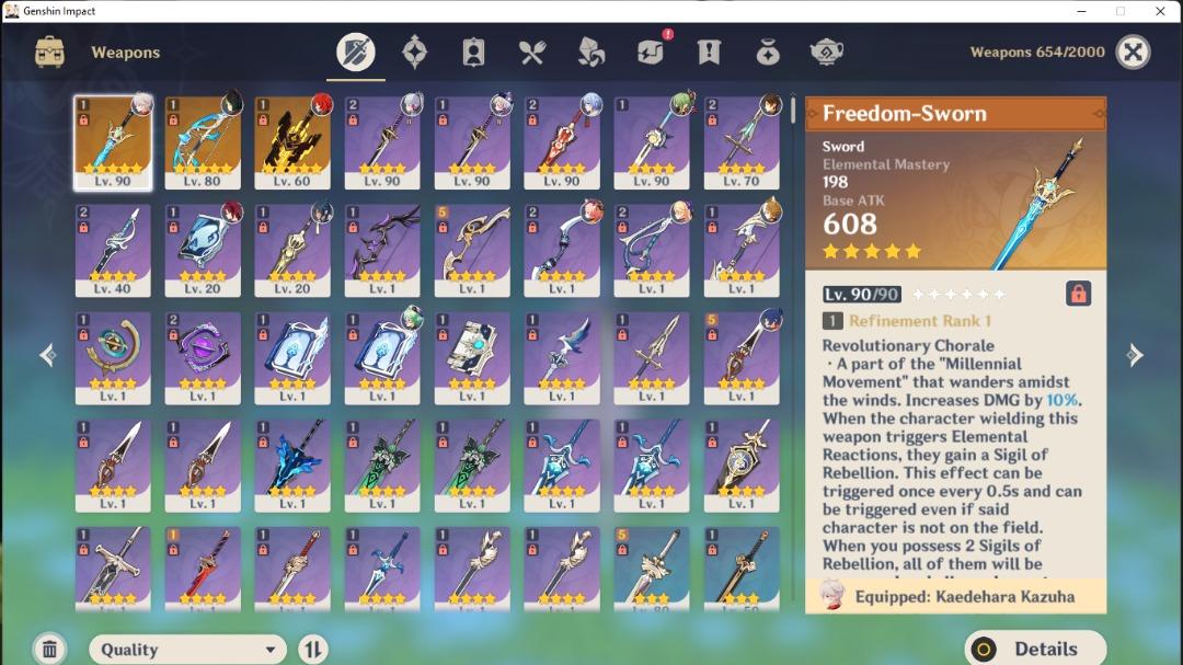 ar 55 ayaka, kazuha+freedom sworn, tignari+elegy, ayato, zhongli, diluc ...