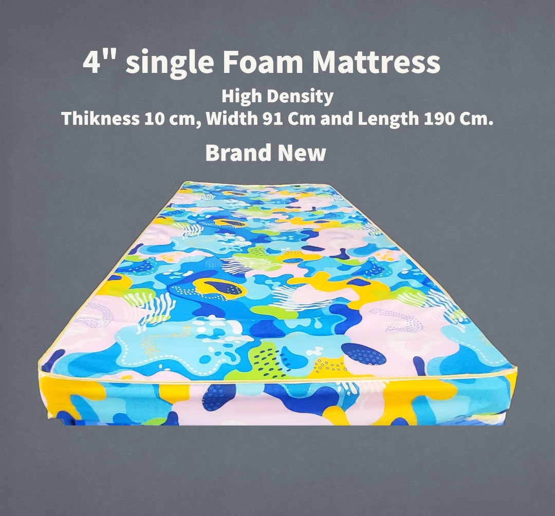 Brand New High density 4" single Foam Mattress, Furniture & Home Living ...