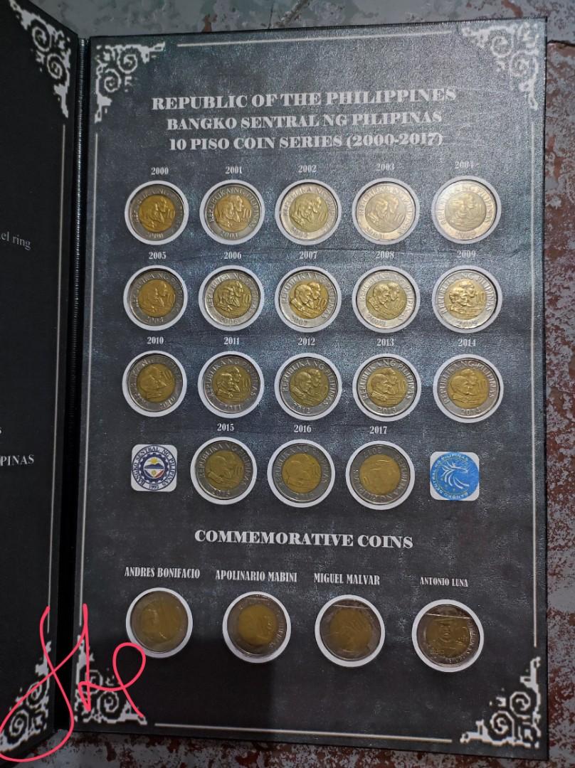 BSP SET 10 PESOS SERIES 2000-2017 WITH COMMEMORATIVE COINS SET, Hobbies ...