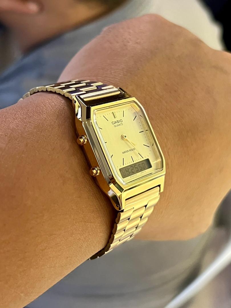 CASIO Analog Digital Gold Stainless Steel Unisex Watch ( Gold Dial ...