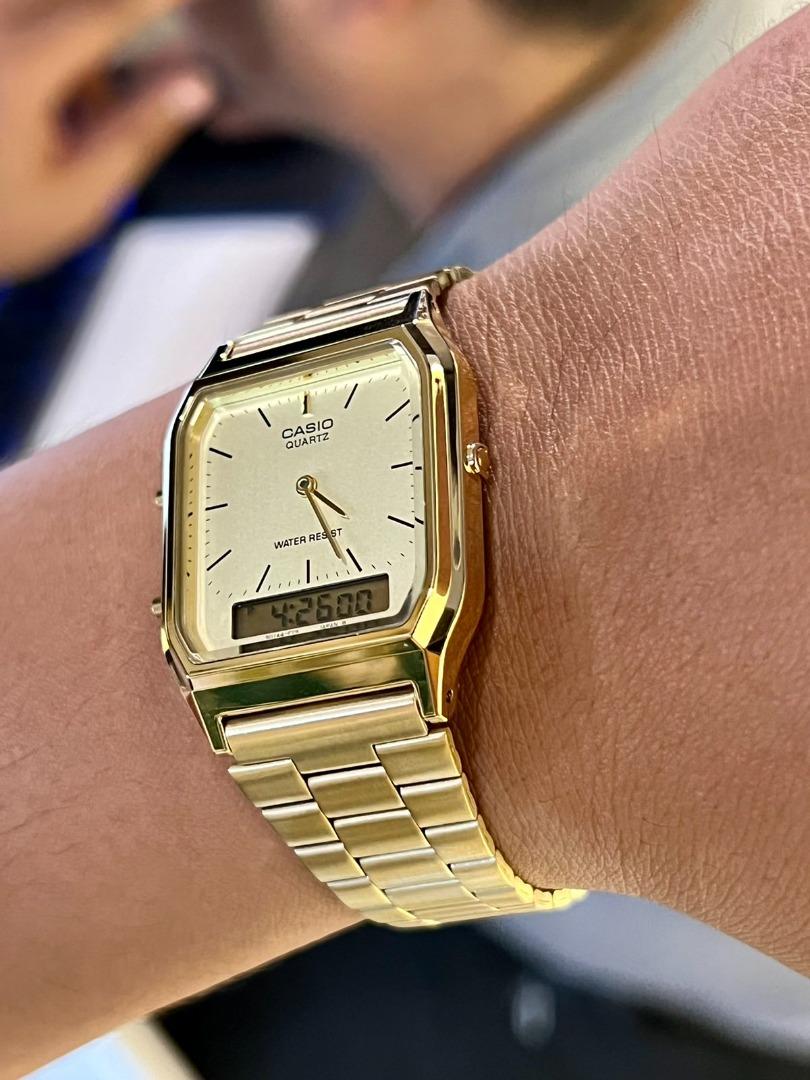 CASIO Analog Digital Gold Stainless Steel Unisex Watch ( Gold Dial ...