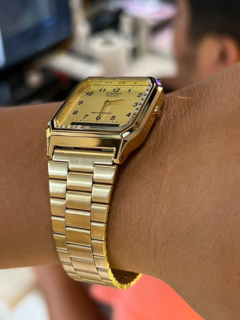 CASIO Analog Digital Gold Stainless Steel Unisex Watch ( Gold Dial ...