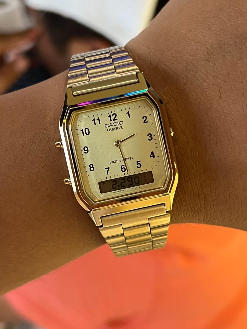 CASIO Analog Digital Gold Stainless Steel Unisex Watch ( Gold Dial ...